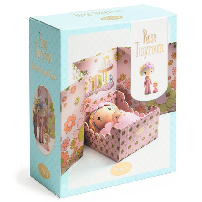 Djeco Tinyly Rose Tinyroom – Petite Figurine & Mini Room Set – birds-nbees