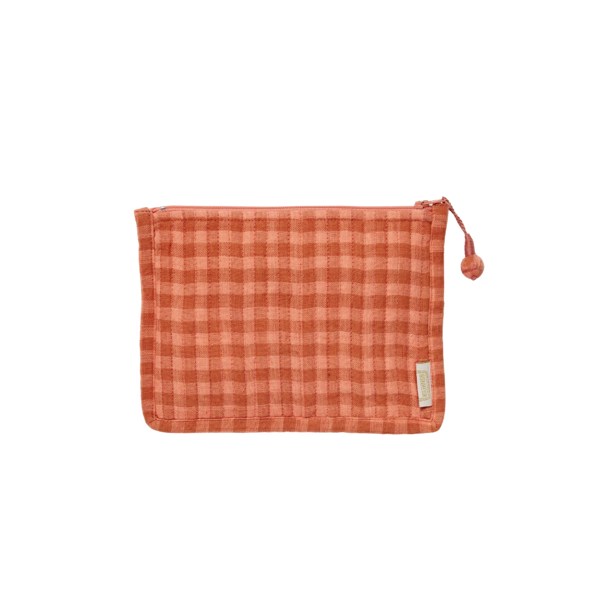 Bonheur Du Jour Small Pouch – Vichy Rose Terracotta Zip Bag – birds-nbees