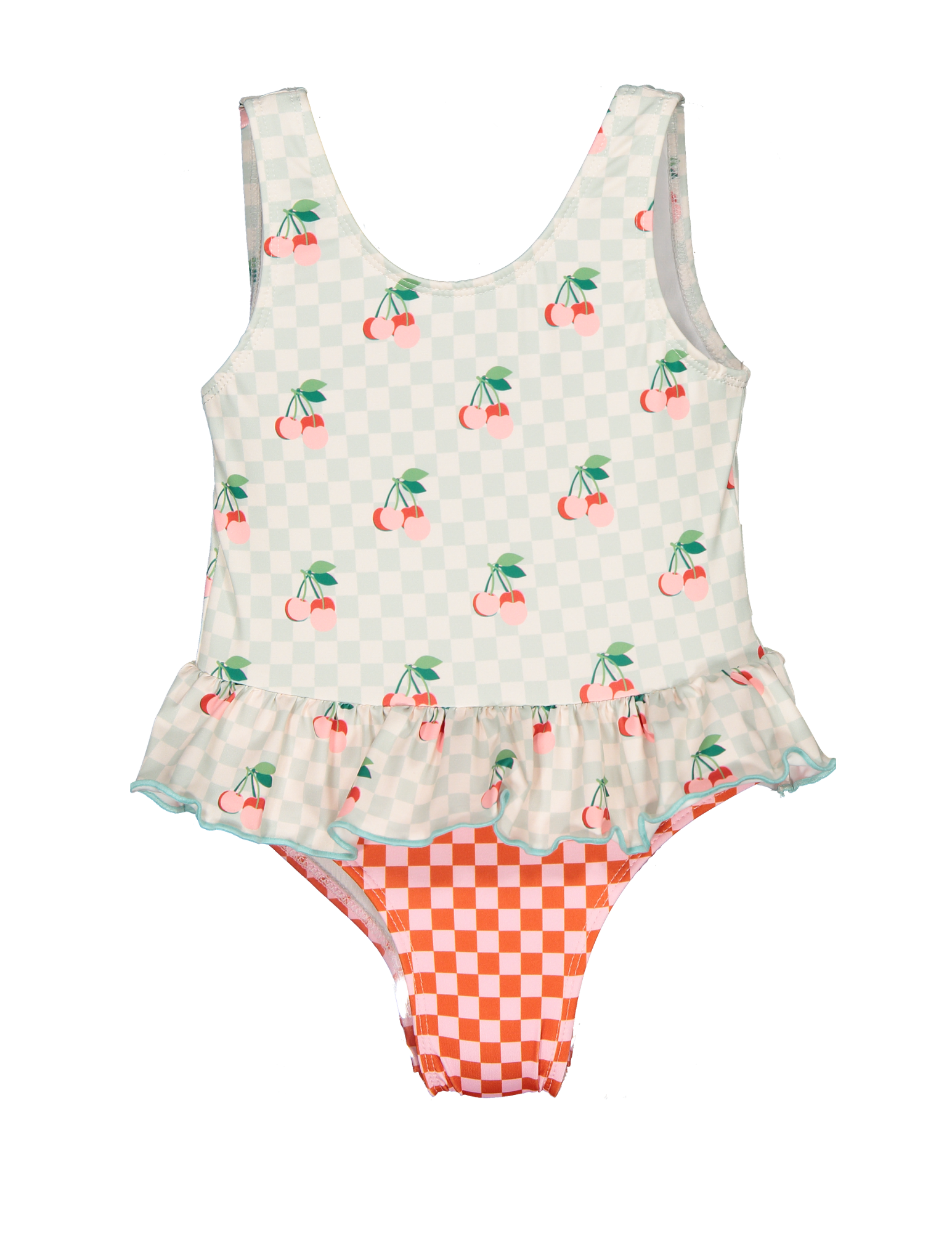 Paper Boat Swimsuit Cherries Squares – Cute One-Piece Girl’s Swimwear ...